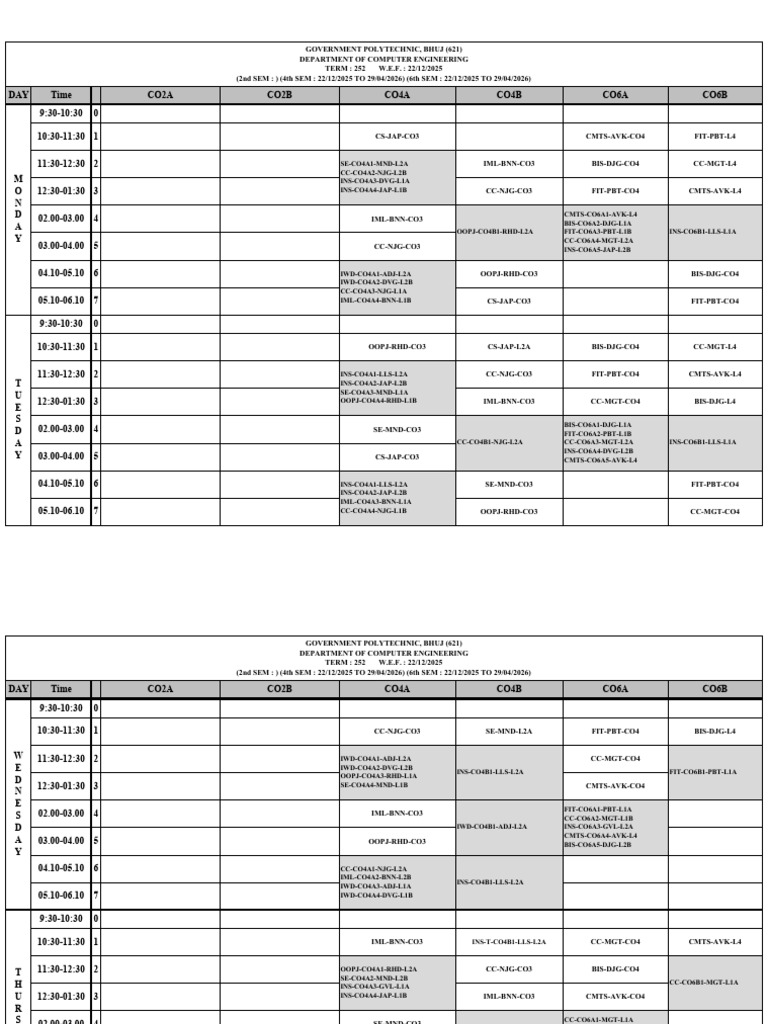 Time Table | PDF