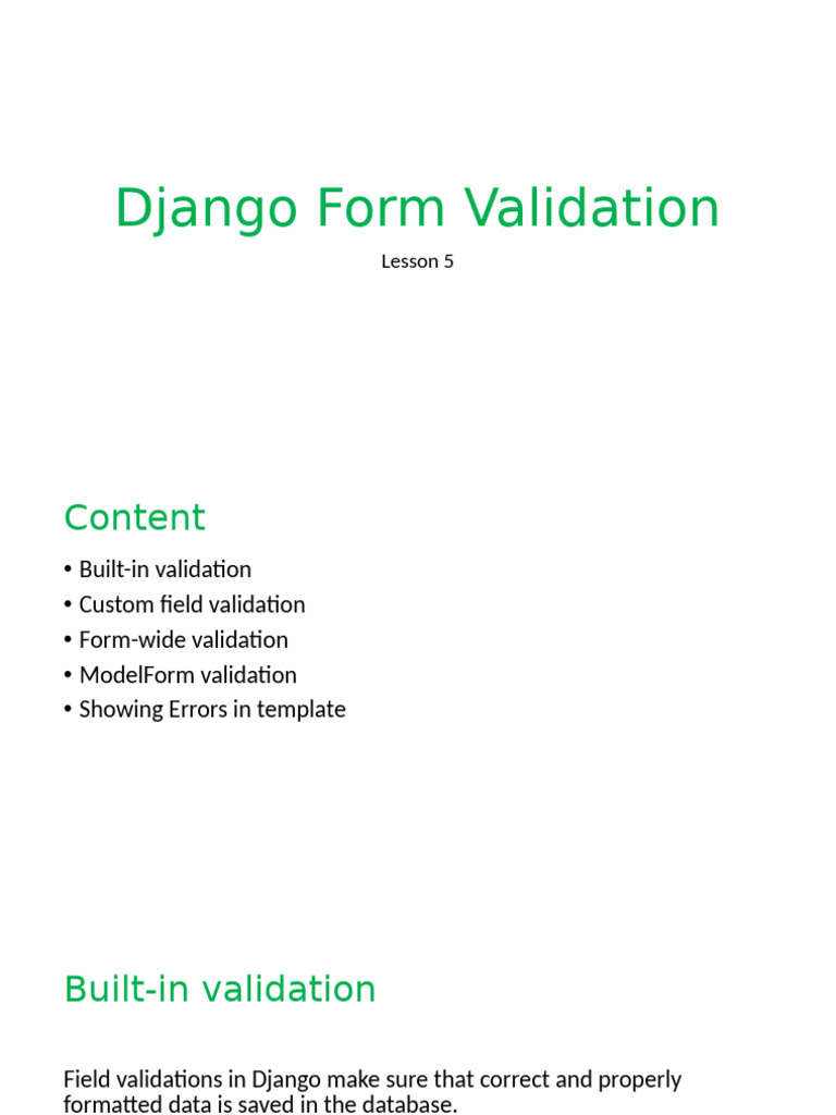 Lesson 5 - Django Form Validation | PDF | Databases | Software Engineering