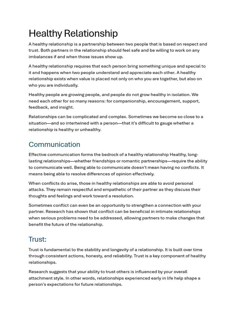 VAC UHV II 01 Healthy Relationship | PDF | Sympathy | Conflict Resolution