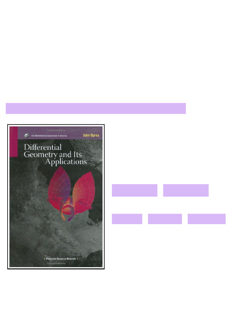 Differential Geometry and its Applications Classroom Resource Materials ...
