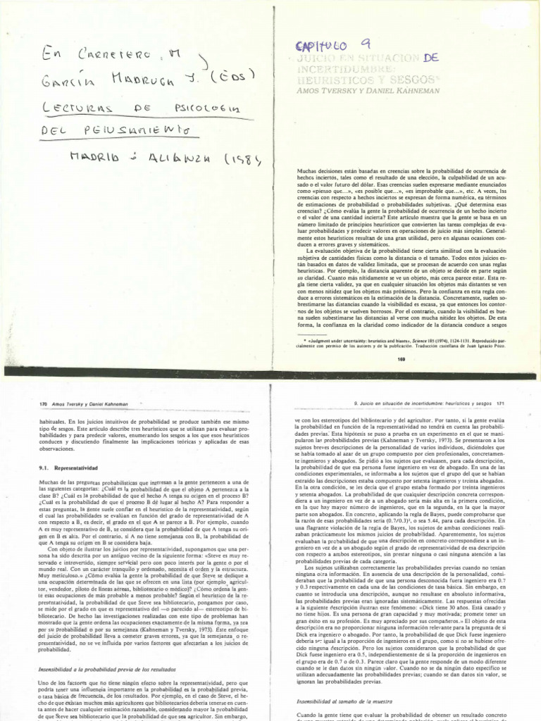 Tversky y Kahneman 1974 en Castellano | PDF | Probabilidad | Heurístico