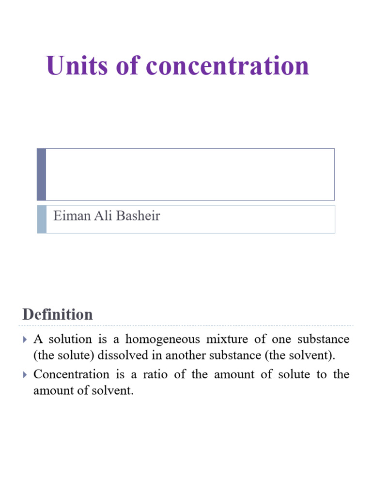 Concentration of Solutions (1) - 1 | PDF | Quantity | Chemistry