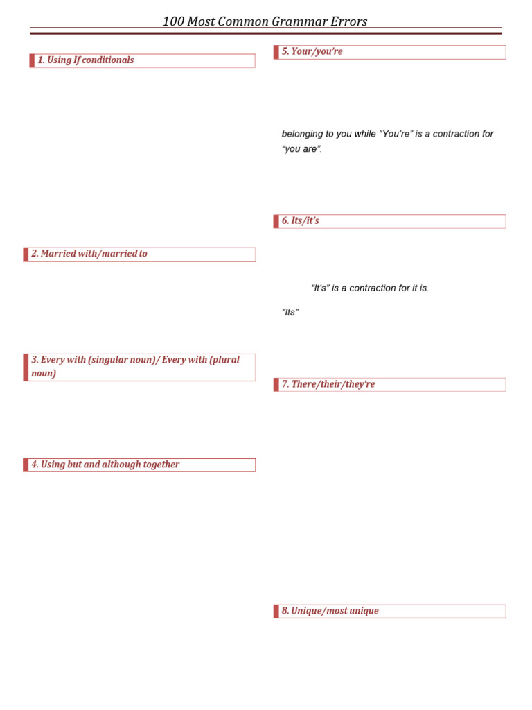 100 Most Common Grammar Errors | PDF | Grammatical Number | Noun