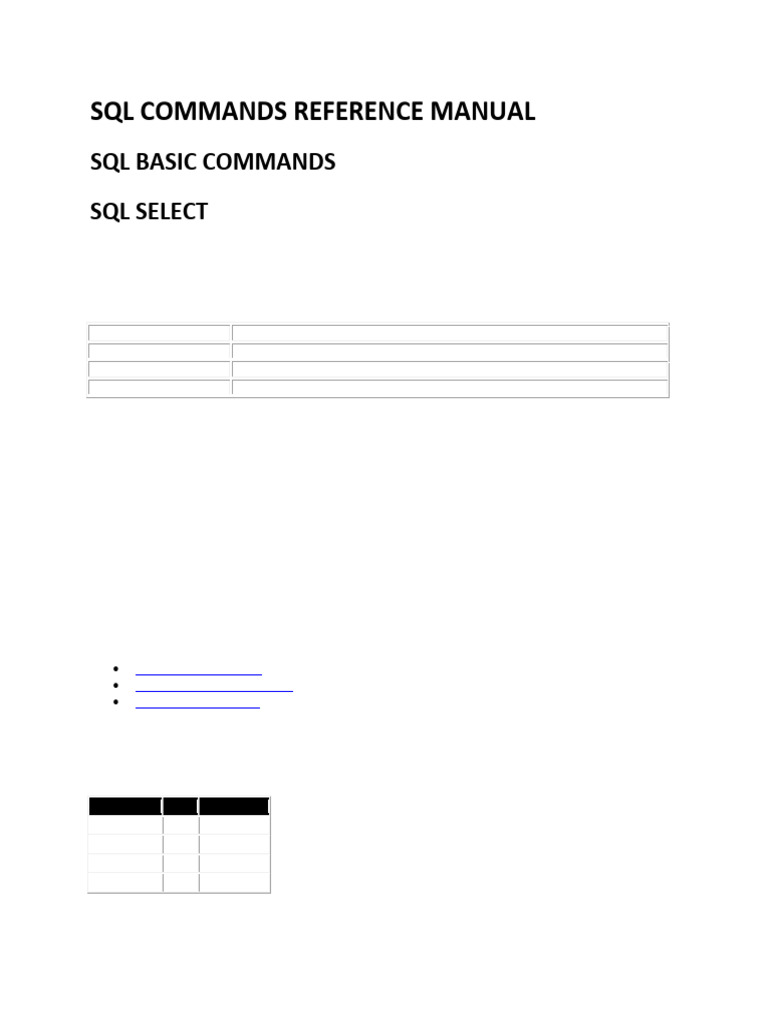 SQL Commands Manual | PDF | Table (Database) | Sql