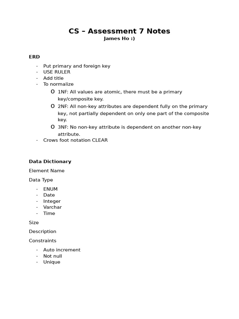 CS - Assessment 7 Notes | PDF