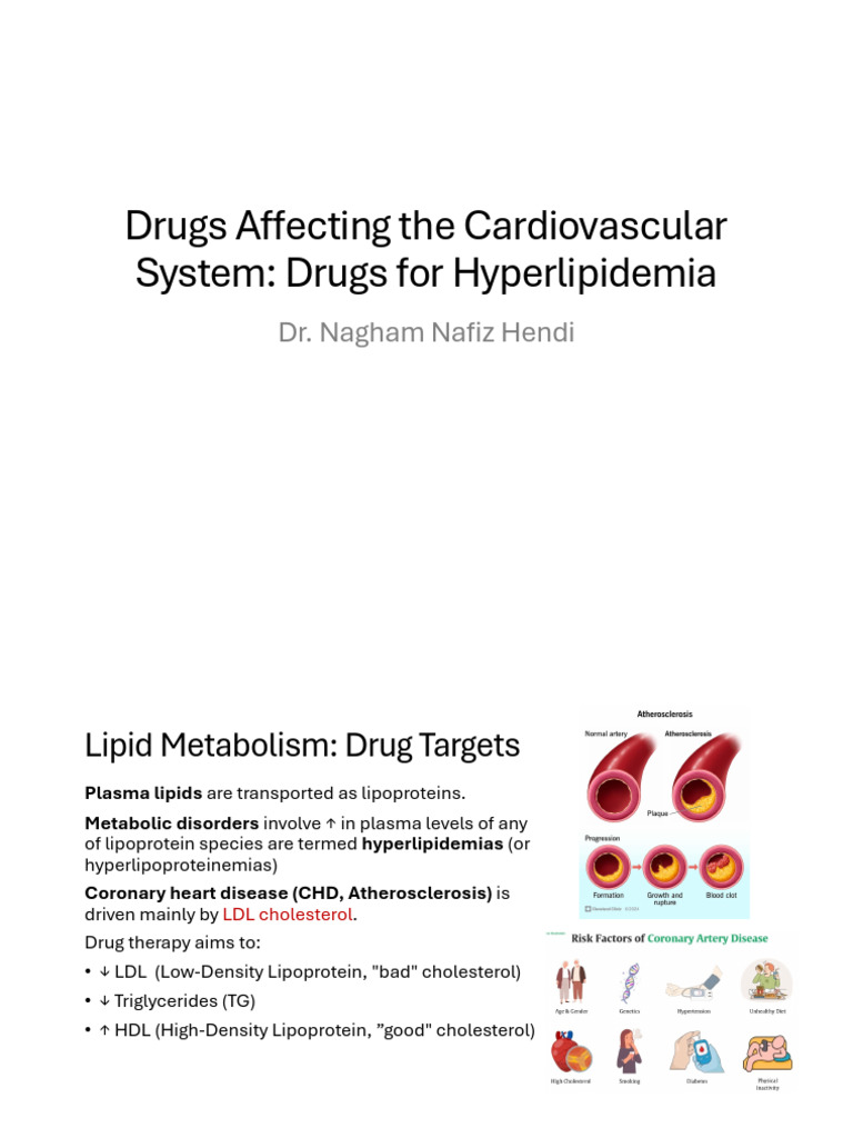 Anti-hyperlipidemia Dr. Nagham | PDF | Lipoprotein | Atherosclerosis