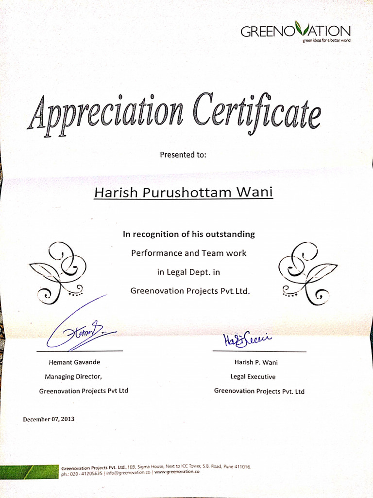 Greenovation Appreciation Letter | PDF