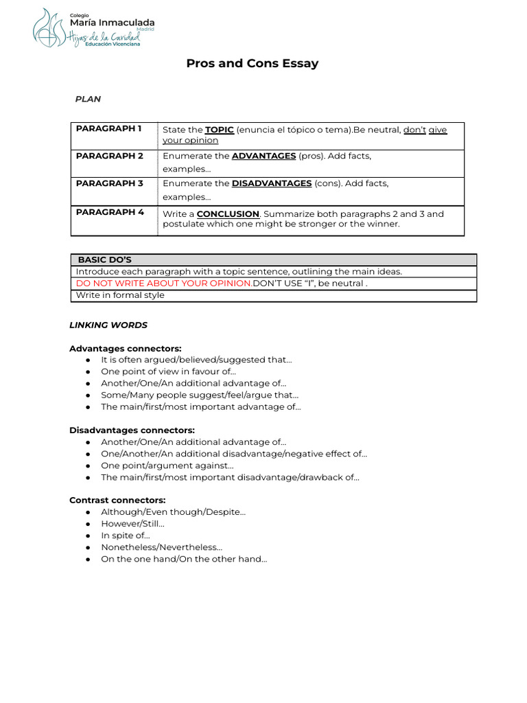 Pros and Cons Writing | PDF | Reason | Facebook