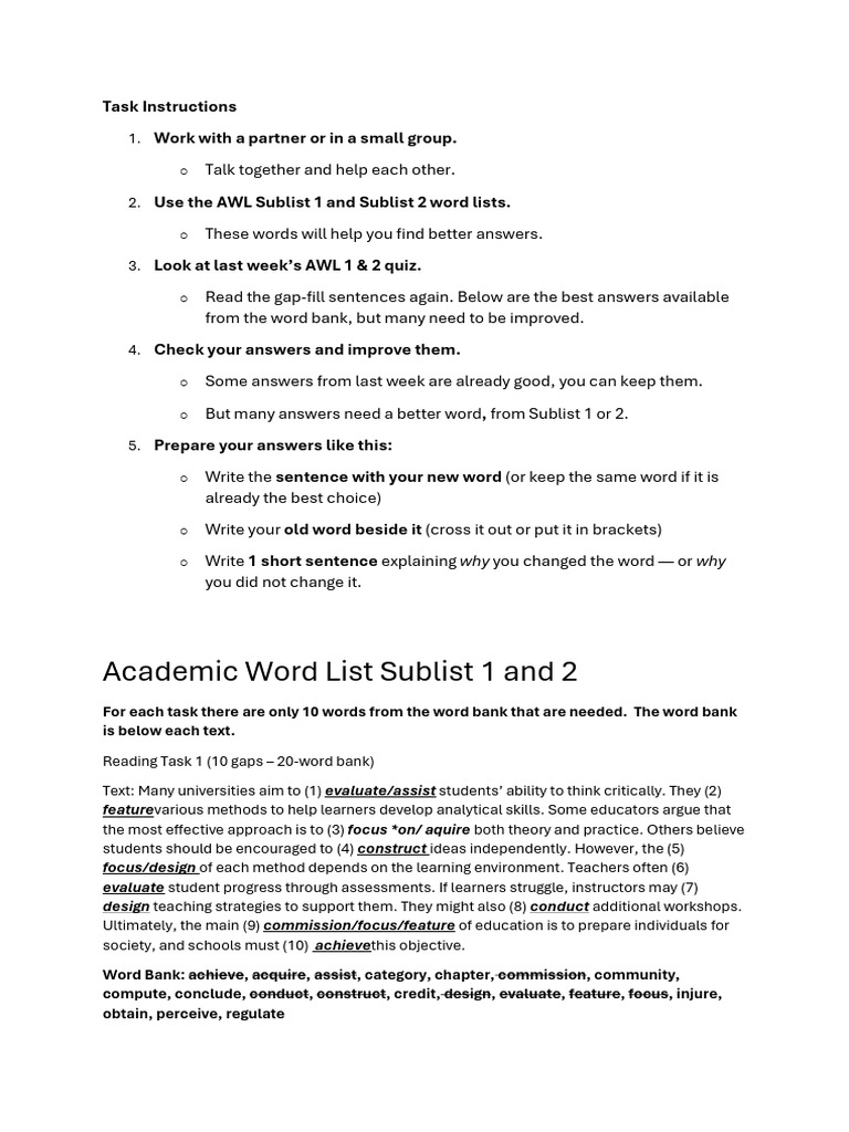 Academic Wordlist Group Task | PDF | Artificial Intelligence ...