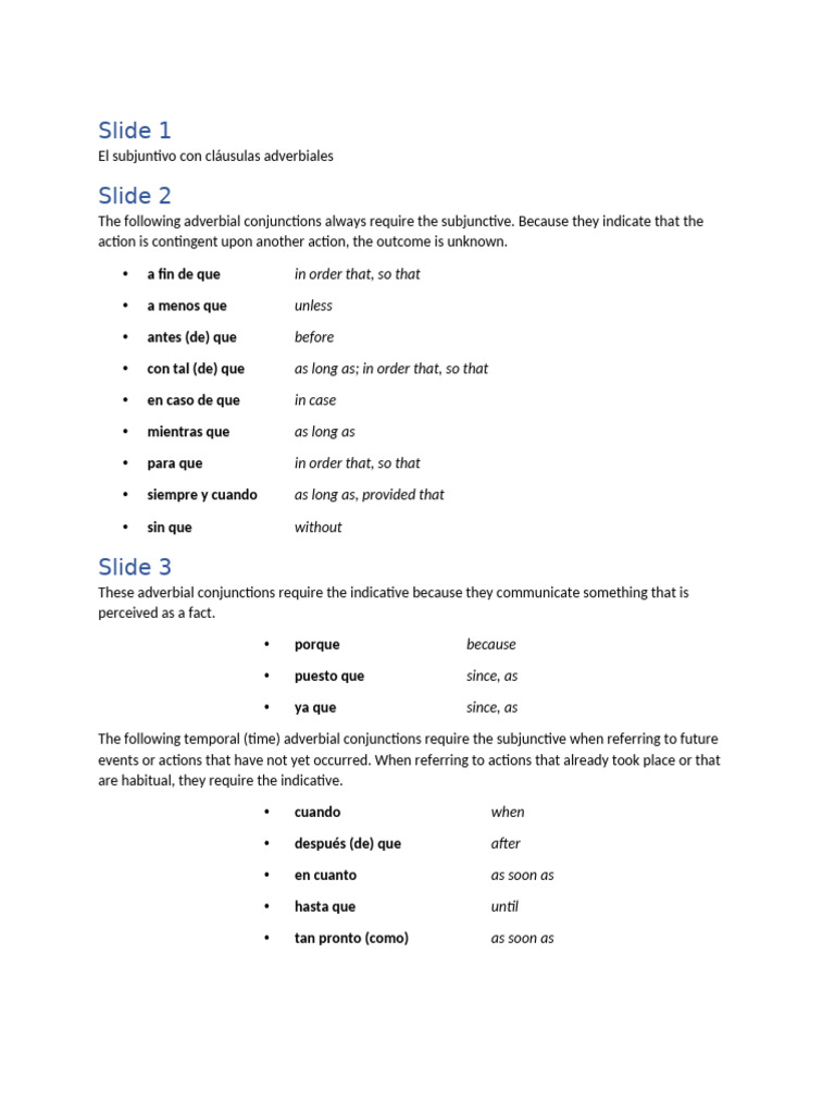 M08 El Subjuntivo Con Clausulas Adverbiales | PDF