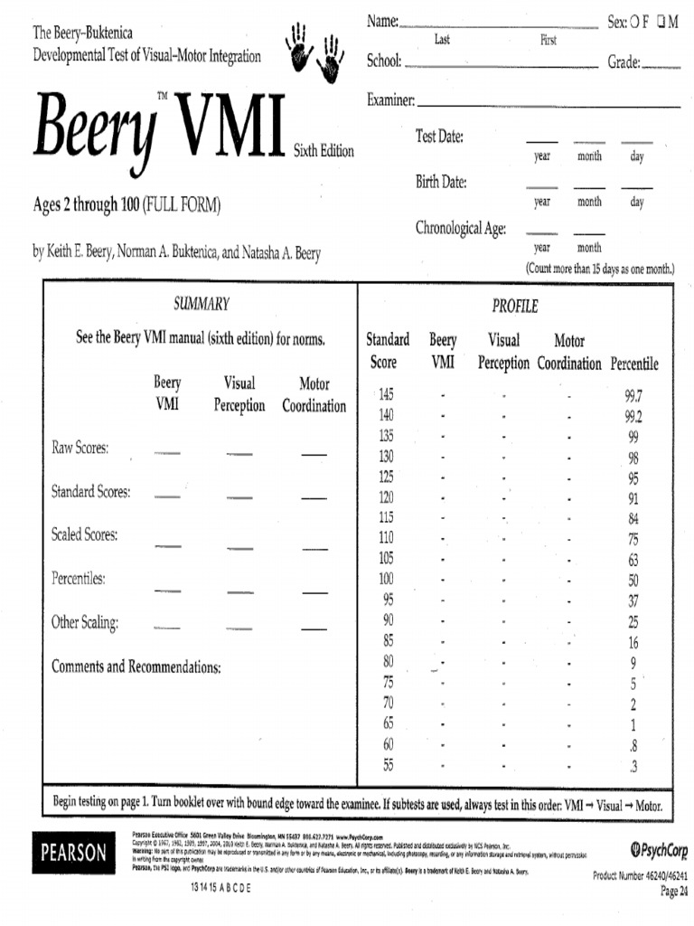 Beery VMI Worksheet | PDF