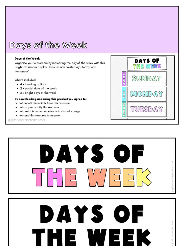 Days of the Week Bright Rainbow | PDF