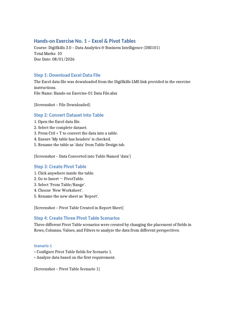 Hands-On Exercise 1 Pivot Table Solution | PDF