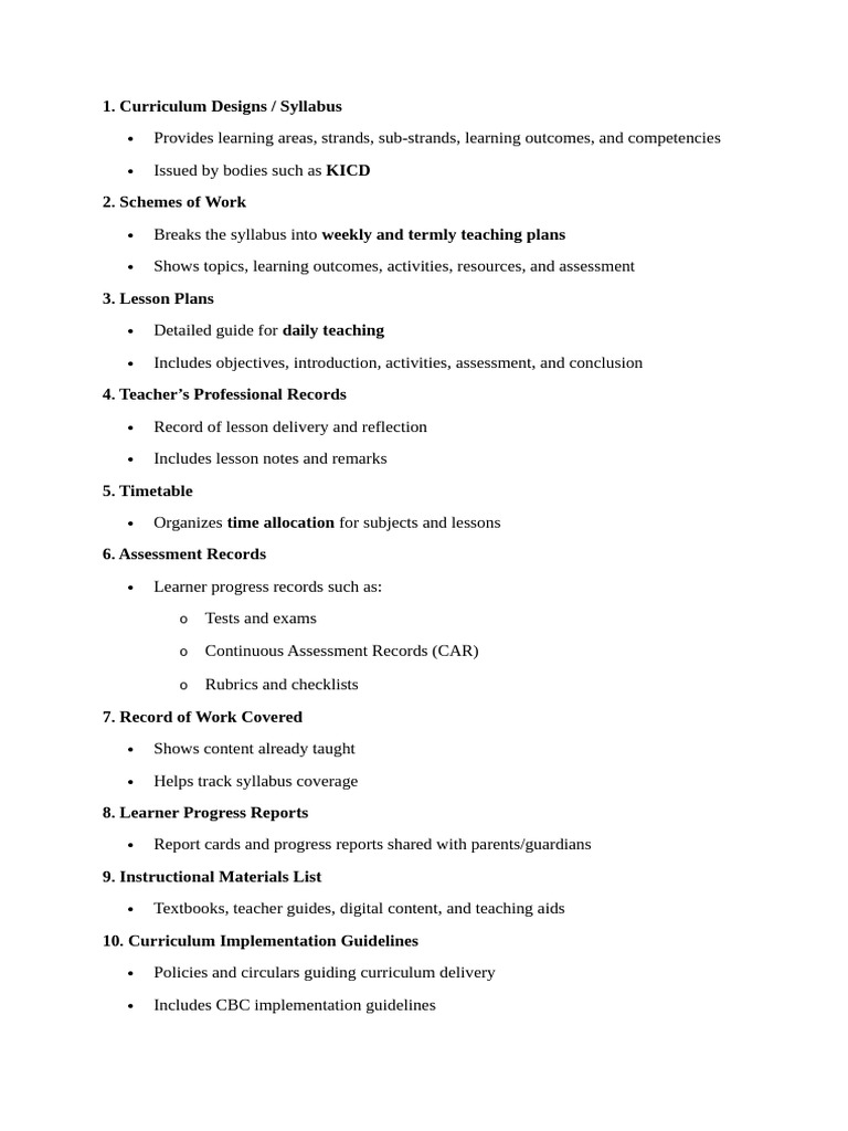 Key Documents Used in Managing Curriculum | PDF