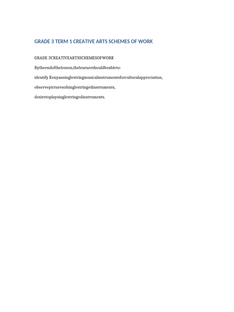 Grade 3 Term 1 Creative Arts Schemes Clean | PDF
