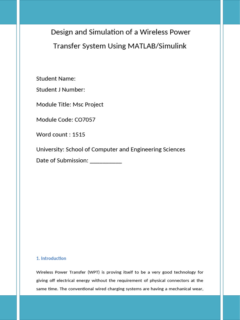 MSC Project Proposalfinal | PDF | Inductance | Resonance