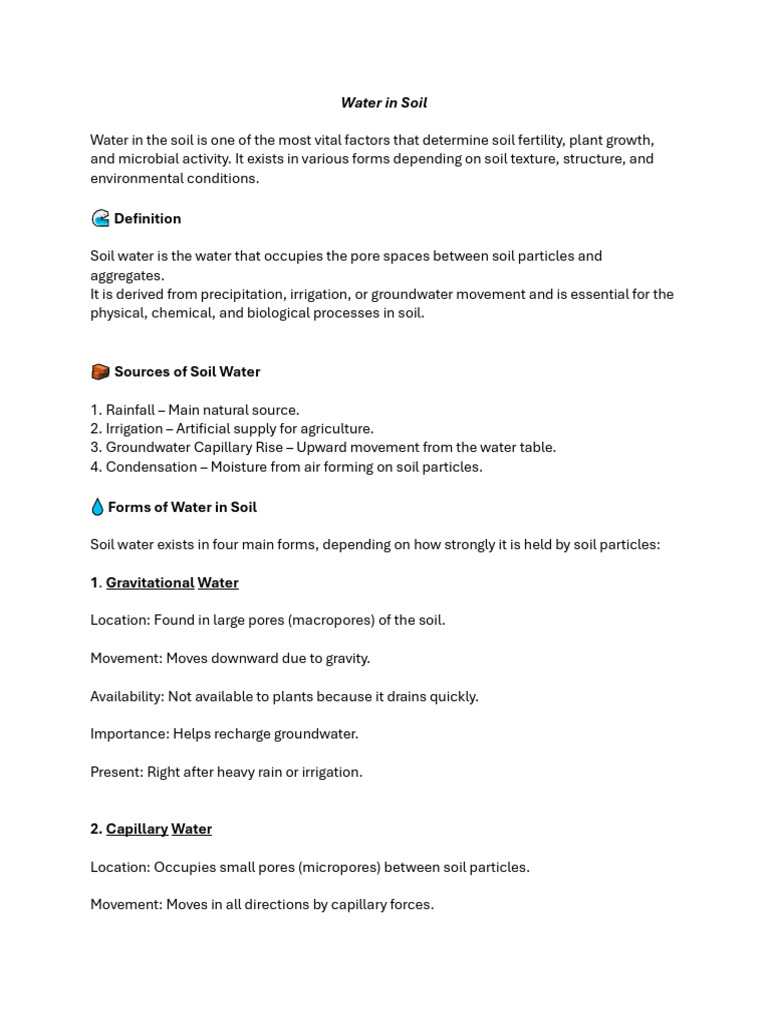 water in soil | PDF | Soil | Water