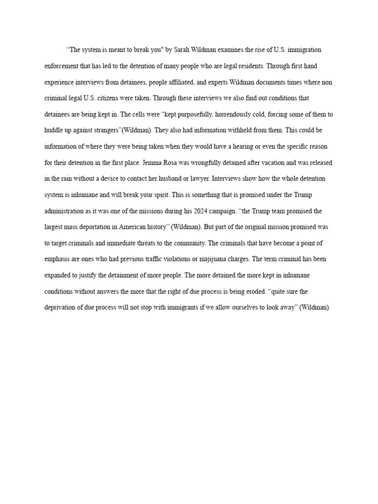 Sarah Wildman Summary | PDF