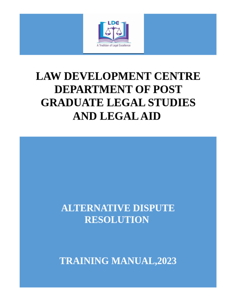 ADR TEACHING MANUAL 2024 | PDF | Alternative Dispute Resolution | Mediation