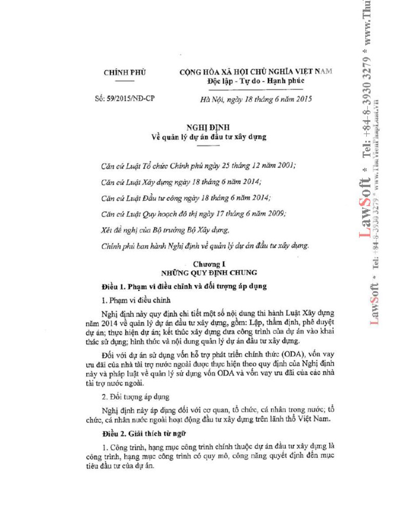 05 - 59 - 2015 - ND-CP - Ve Quan Ly Du An Dau Tu Xay Dung | PDF