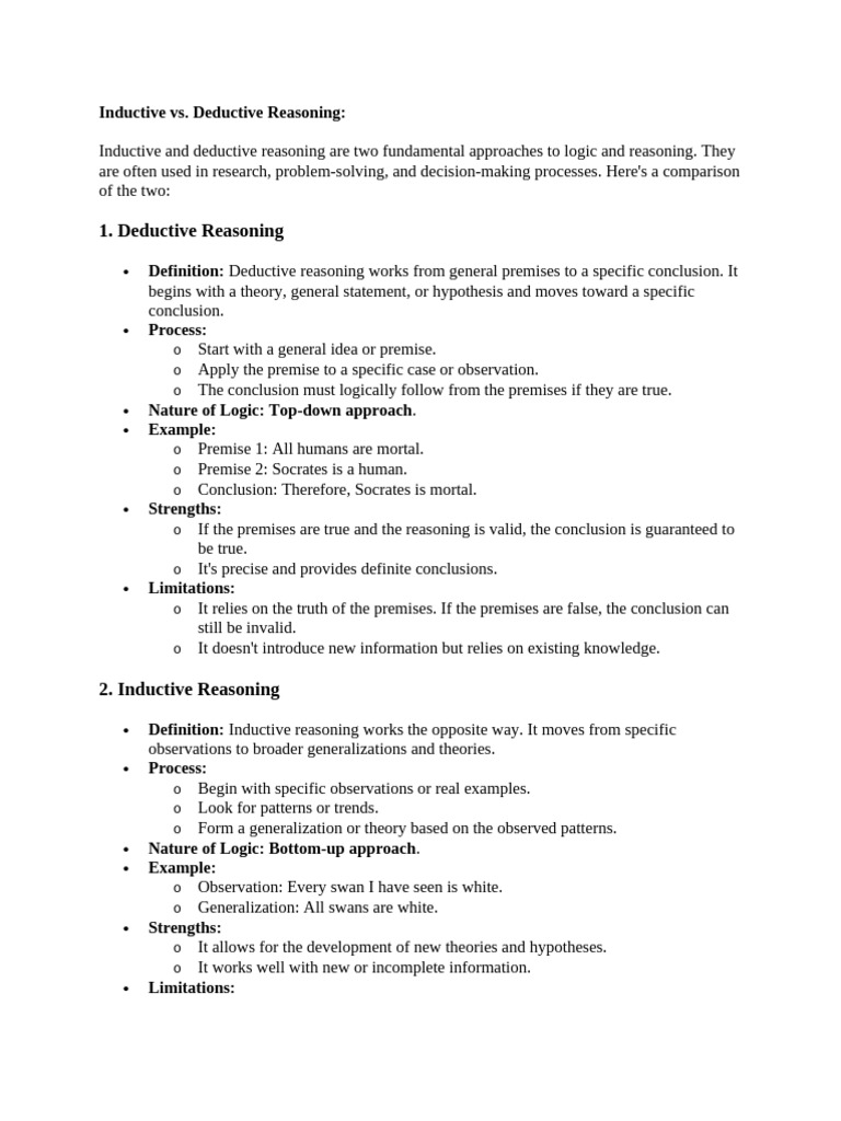 Inductive Vs Deductive Reasoning | PDF | Deductive Reasoning ...