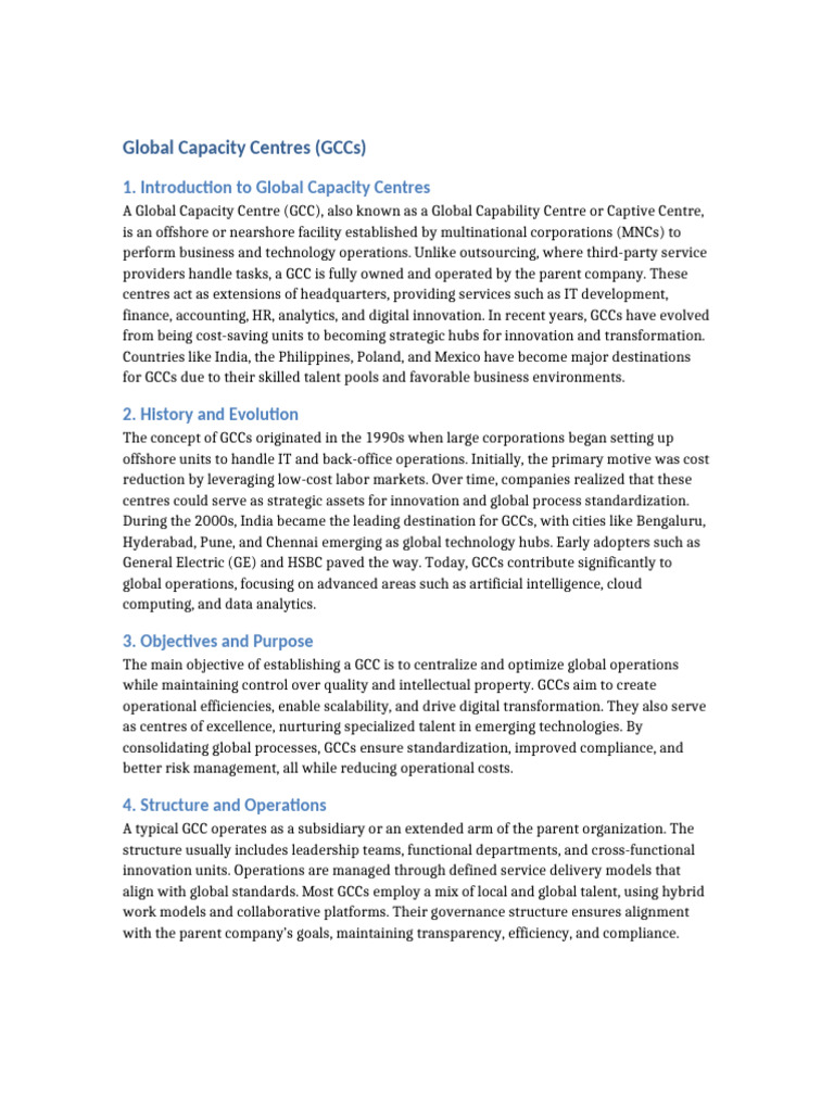 Global Capacity Centres Notes | PDF | Business | Economies