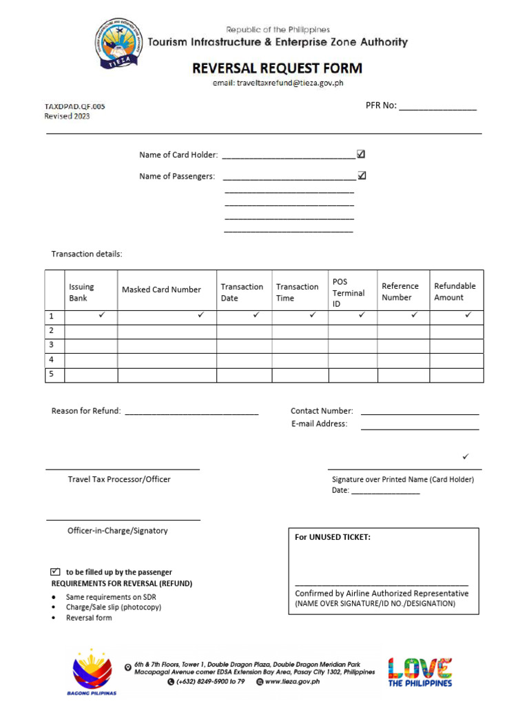 Reversal Form Blank | PDF