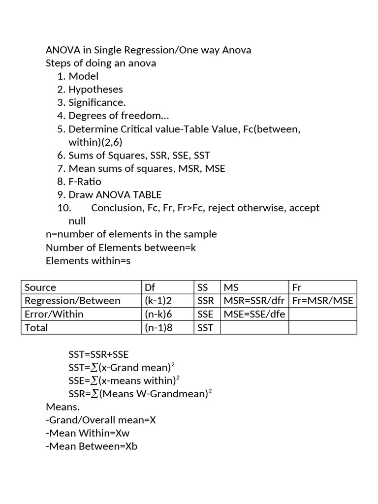 ANOVA in Single Regression | PDF | Errors And Residuals | Analysis Of ...