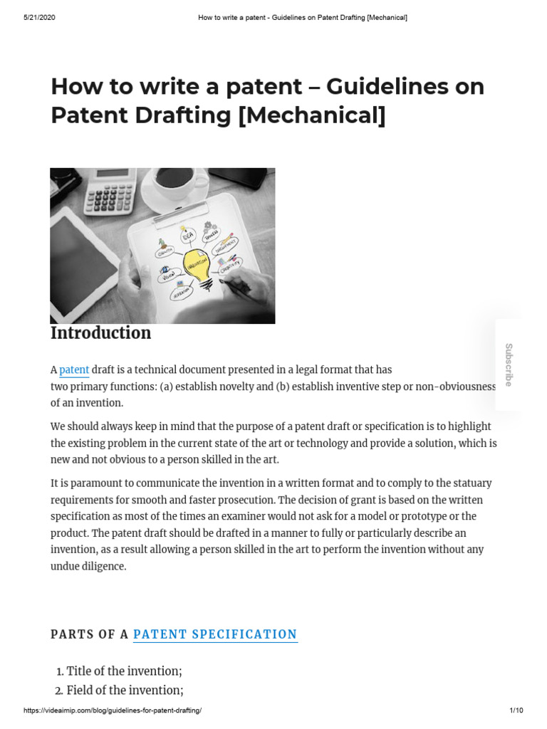 How to Write a Patent - Guidelines on Patent Drafting [Mechanical ...
