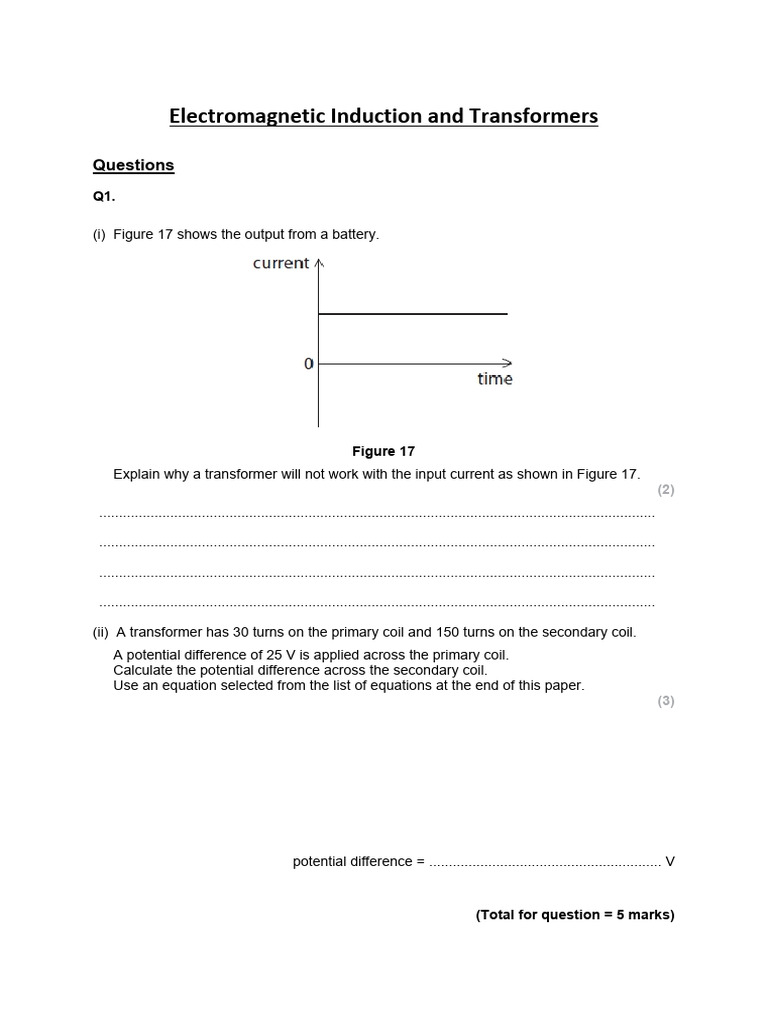 13.1 Electromagnetic Induction and Transformers | PDF | Transformer ...