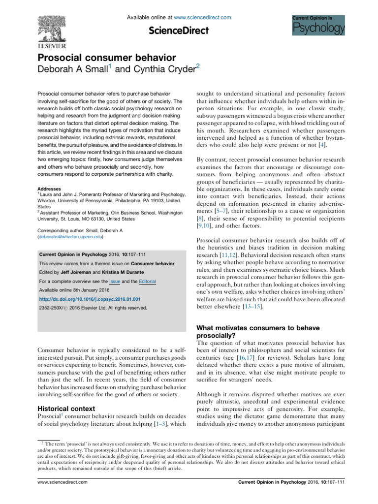Week 2 - Deborah a. Small, Cynthia Cryder, 2016 | PDF | Incentive ...