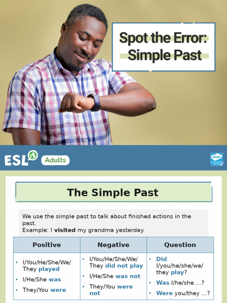 t e 1752492072a Spot the Error Simple Past Adults a1 Powerpoint | PDF ...
