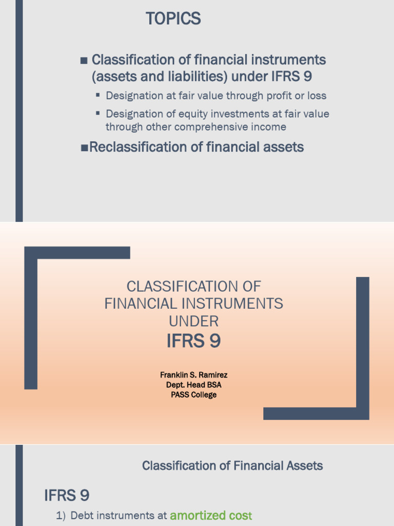 Classification of FI IAS 39 IFRS 9 | PDF | Fair Value | Income Statement