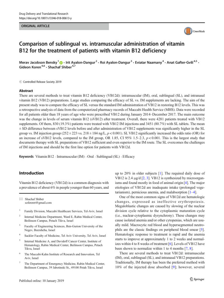 B12 Sublingual Comparison Paper | PDF | Vitamin B12 | Clinical Medicine