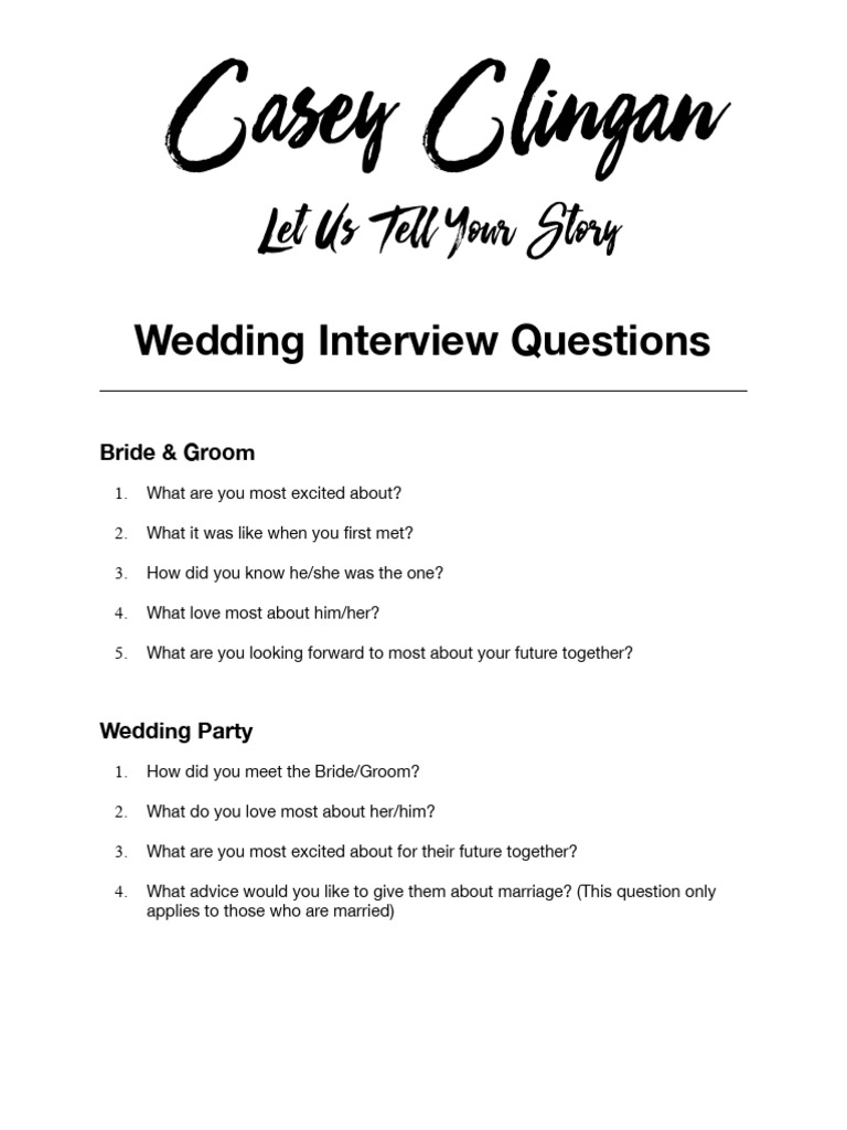 Updated+Wedding+Interview+Questions | PDF