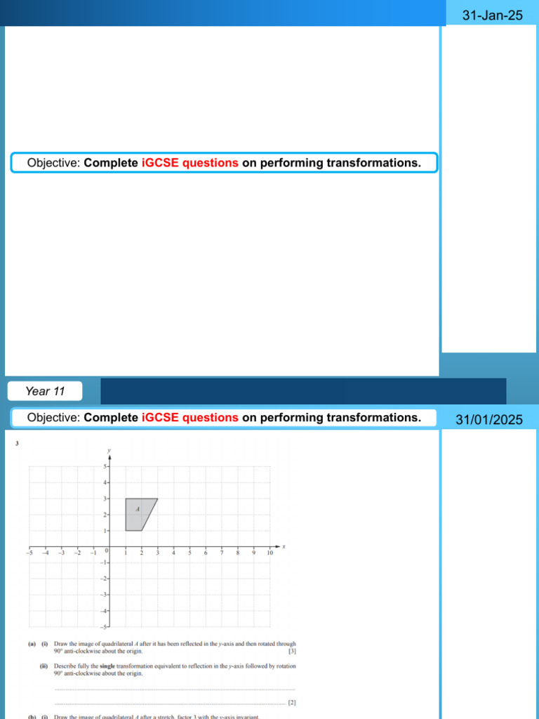 Year 11 - Transformations Extended IGCSE Questions | PDF | Algebra ...