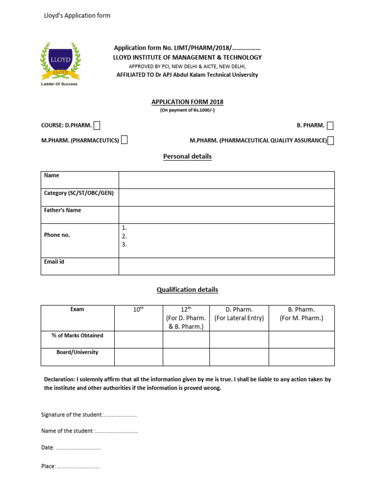 Applications Form | PDF