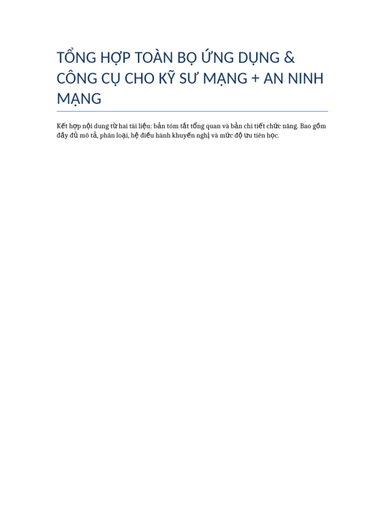 Tong Hop Day Du Ung Dung Cong Cu Ky Su Mang An Ninh | PDF