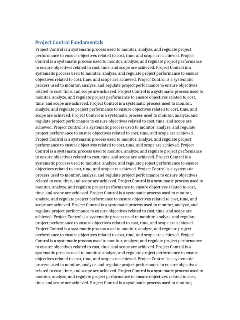 Project Control Fundamentals | PDF