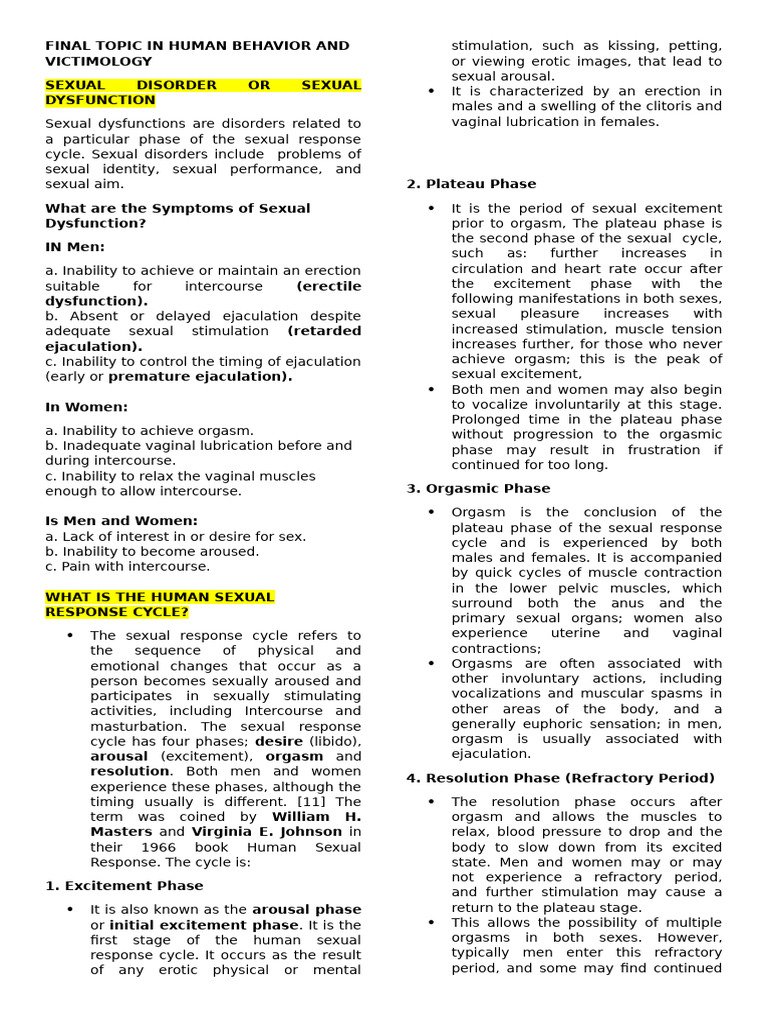 Final Topics in Human Behavior and Victimology Copy | PDF | Sexual ...