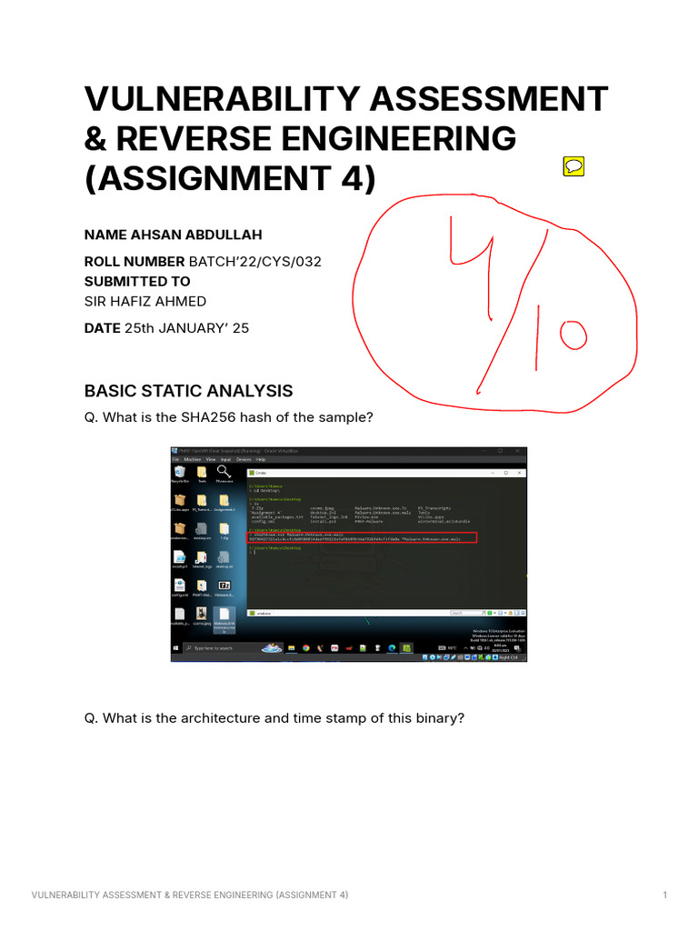 Vulnerability Assessment Reverse Engineering (Assignment 4) | PDF