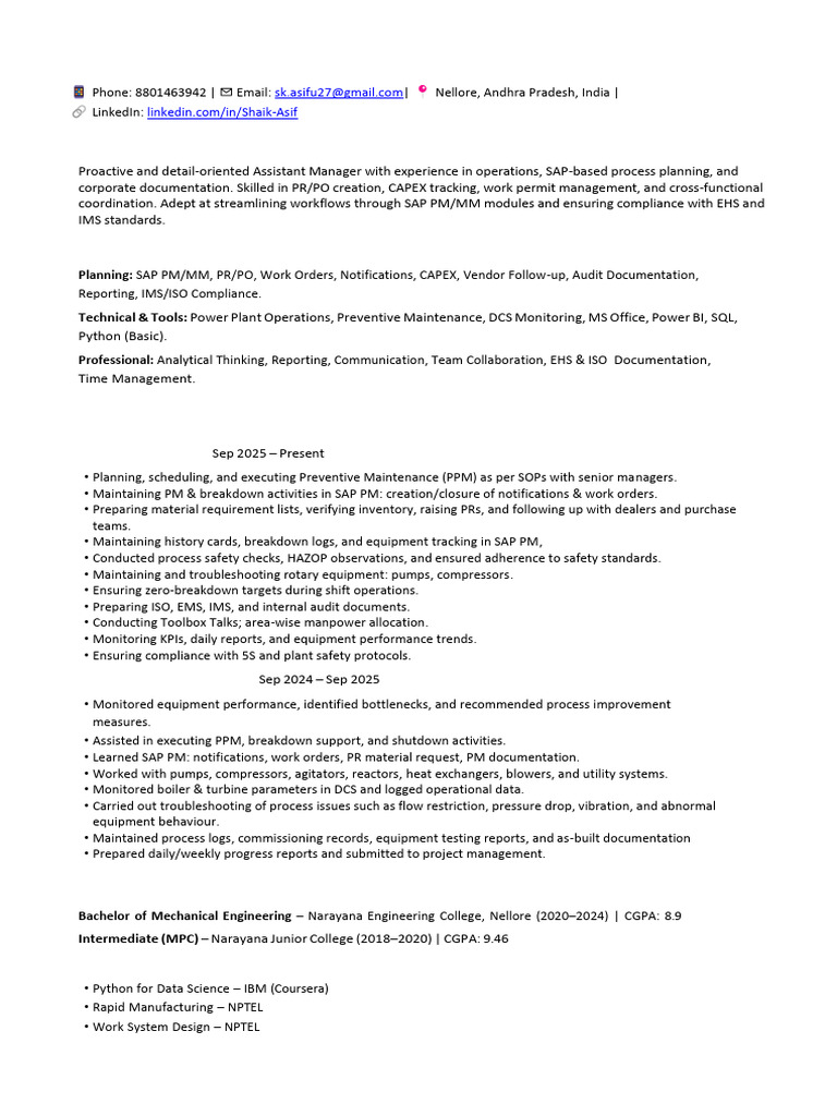 SK Asif CV | PDF
