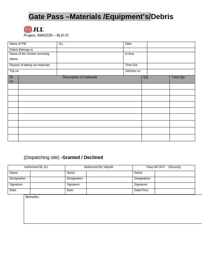 Gate Pass | PDF