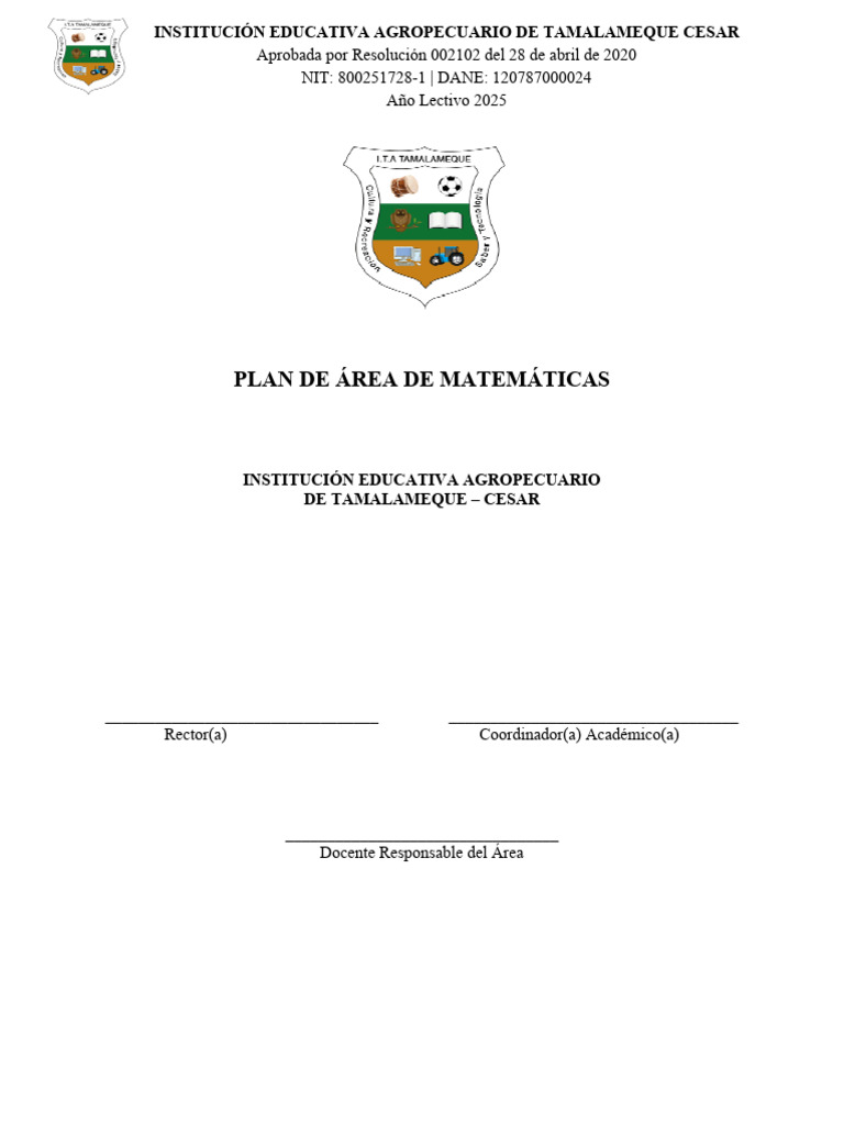 Plan de Area_matematicas 2025_ef | PDF | Rectángulo | Plan de estudios