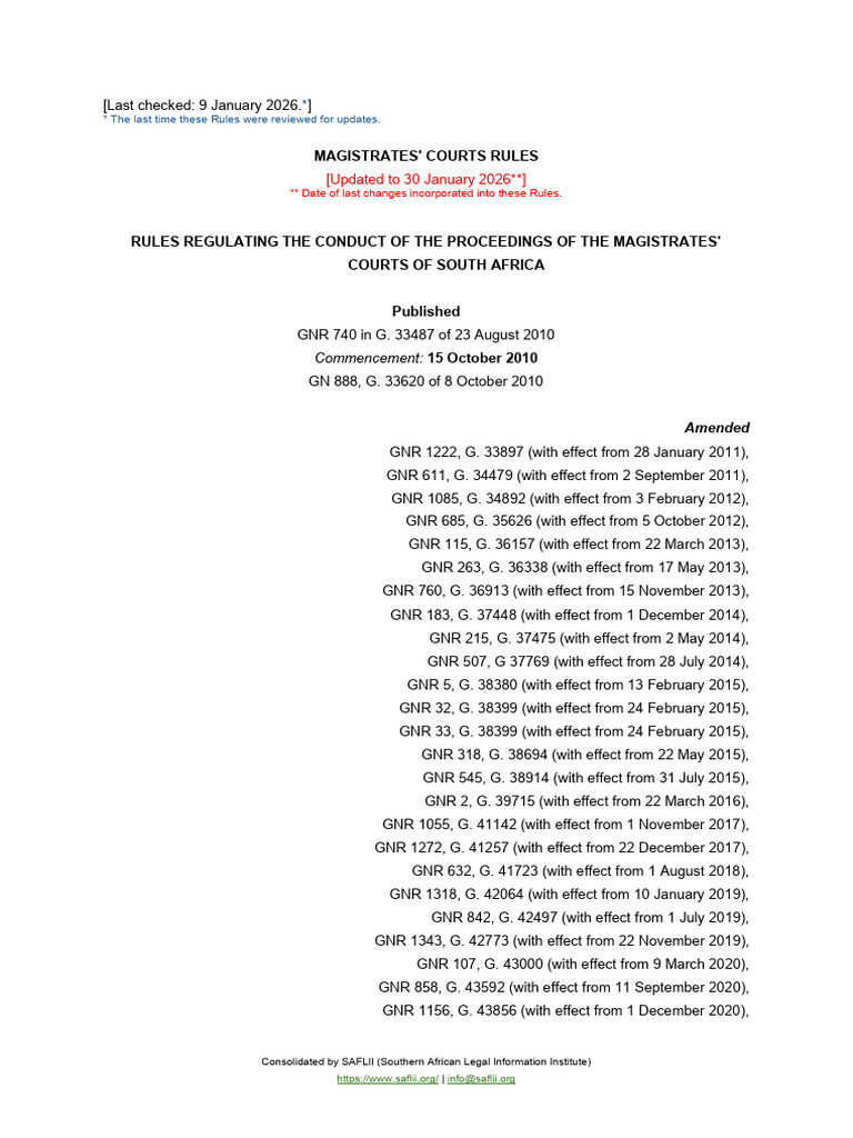 Updated MC Rules January 2026 | PDF | Judgment (Law) | Summons