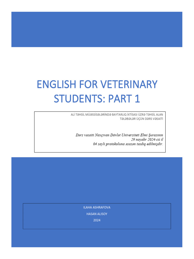 English For Veterinary Students Part 1 | PDF