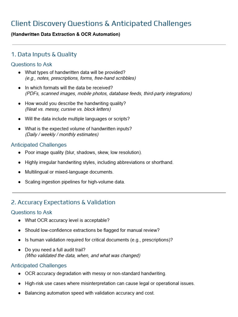 Client Questions & Challenges(OCR Exploration) (1) | PDF | Optical ...