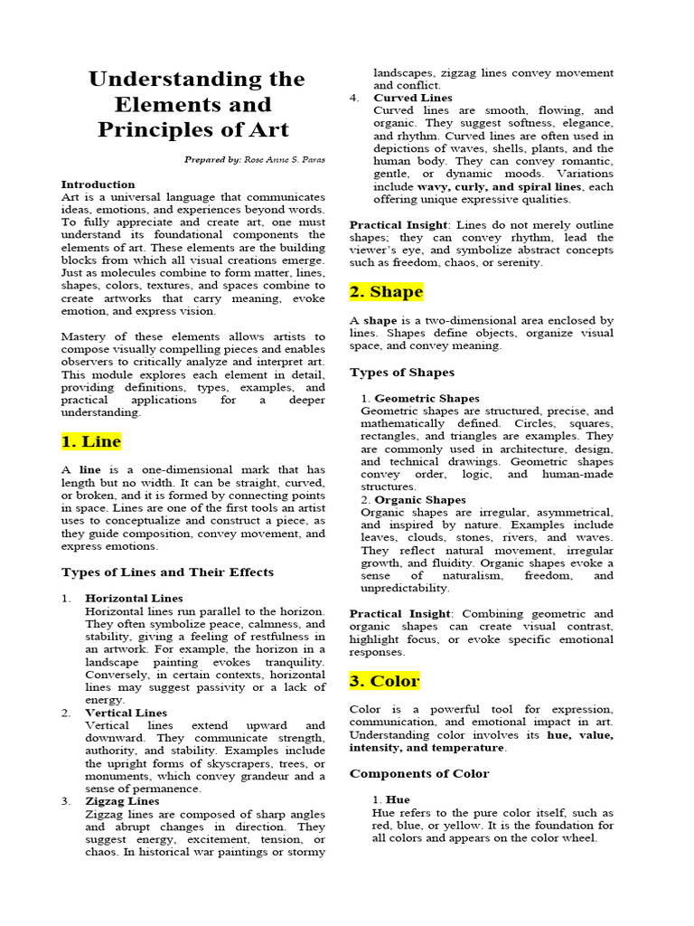 Understanding The Elements and Principles of Art | PDF | Composition ...