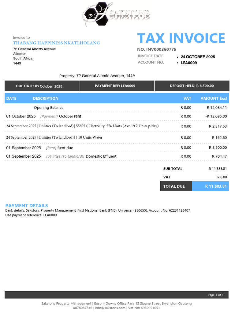Invoice-October 2025 | PDF | Public Finance | Services (Economics)