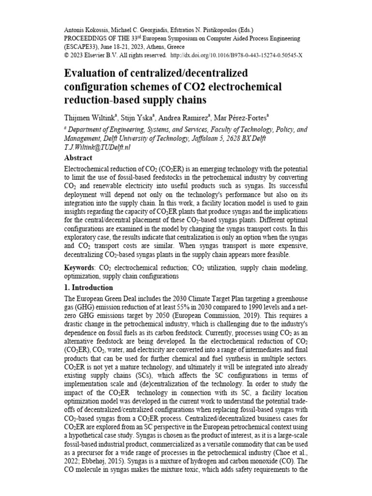 Evaluation of Centralized - Decentralized Configuration Schemes of CO2 ...